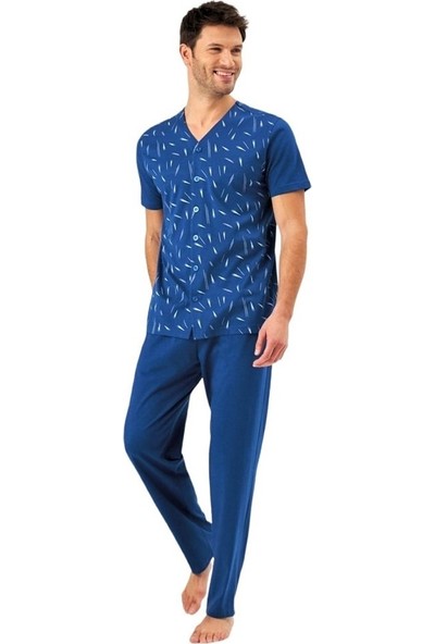 Eros %100 Pamuk Gömlek Önden Düğmeli Erkek Pijama Takım