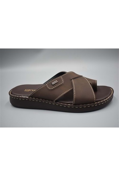 Ceyo 9968-7 Dikişli Erkek Terlik - Kahve - 41