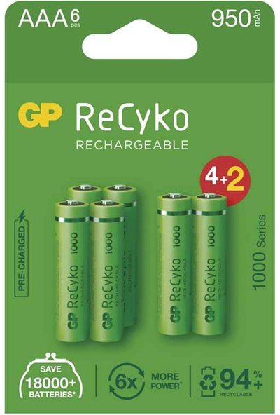 Gp Recyko Şarj Edilebilir AAA Kalem Pil 6'lı GP100AAAHCE4 2-2eb6