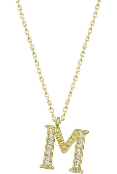 Gümüş Gold M Harfi Kadın Kolye