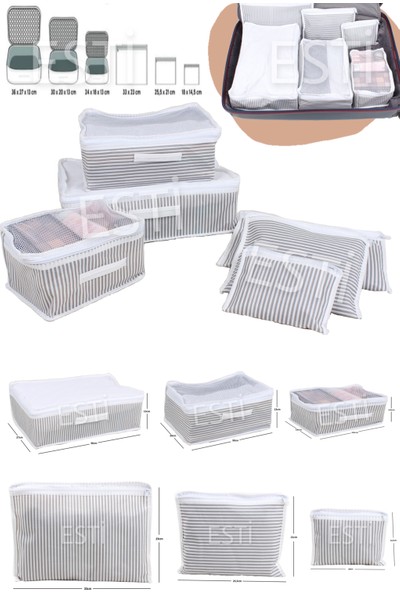 Esti 6'lı Valiz Düzenleyici Set - Gri