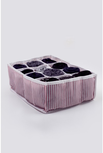 Esti 12 Bölmeli Pembe Çizgili Çekmece Içi Düzenleyici Esti 12 Bölmeli Pembe Çizgili Çekmece Içi Düzenleyici