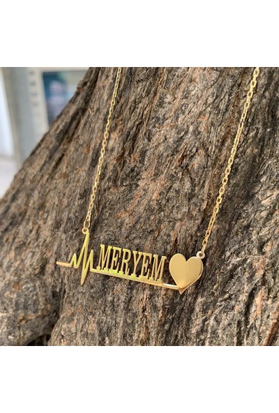 Kişiye Özel Isimli Kolye Nabız ve Kalp Figürlü – 372-AGKLY