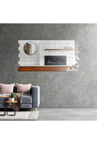 Tuğla Desen Dekoratif Gerçek Ayna 76 Adet 12.5x7 Cm.