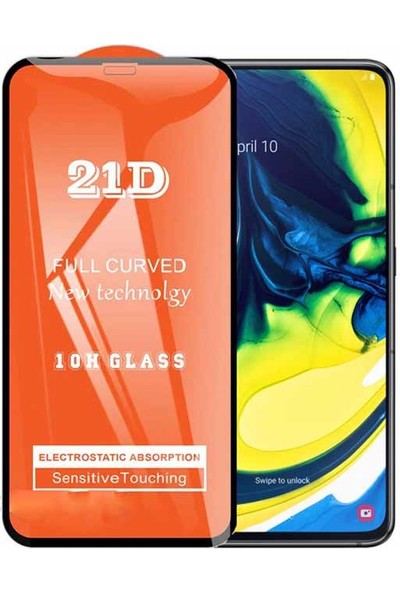 Samsung A80 Ekran Koruyucu 21D Tam Kaplayan Kavisli
