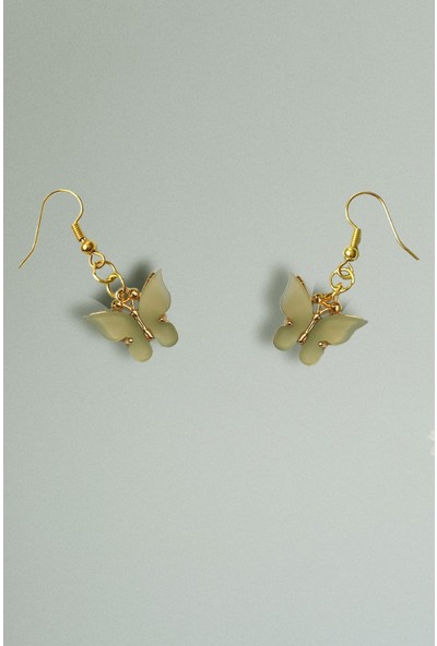 Lil'adore Yeşil Kelebek Gold Küpe