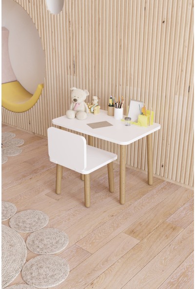 yaz-Sil Yüzey Çocuk Masası - Aktivite Masası - Çocuk Çalışma Masası Takımı 1 Adet Sandalyeli