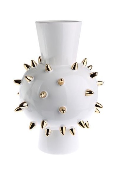 Beyaz Gold Dikenli Boğumlu Vazo 25CM Beyaz Gold Dikenli Boğumlu Vazo 25CM