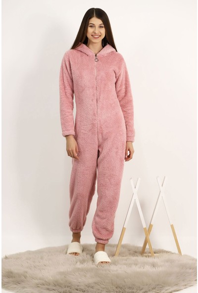 Pudra Kapüşonlu Tulum