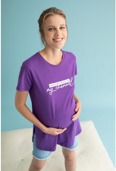 DeFacto Regular Fit Slogan Baskılı Kısa Kollu Üst Y3007AZ22HS DeFacto Regular Fit Slogan Baskılı Kısa Kollu Üst Y3007AZ22HS