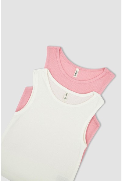 DeFacto Kız Çocuk Regular Fit 2'li Fitilli Kaşkorse Atlet X5012A622HS