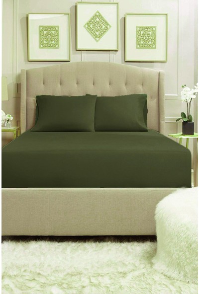 Lady Moda Tek Kişilik %100 Pamuklu Penye Lastikli Çarşaf | Haki