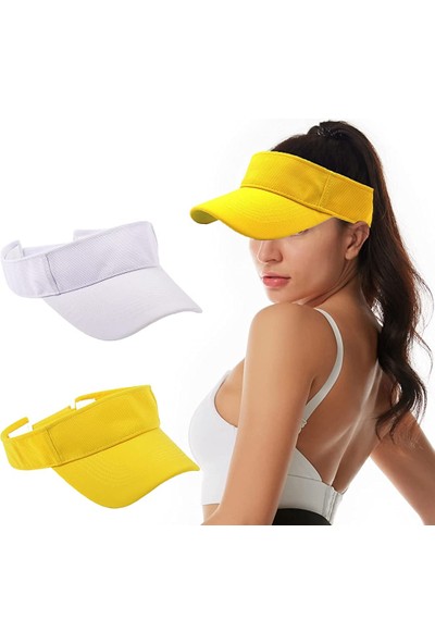 Unisex Uv Koruyucu Sporcu Plaj Vizör Şapka 2 Li Set