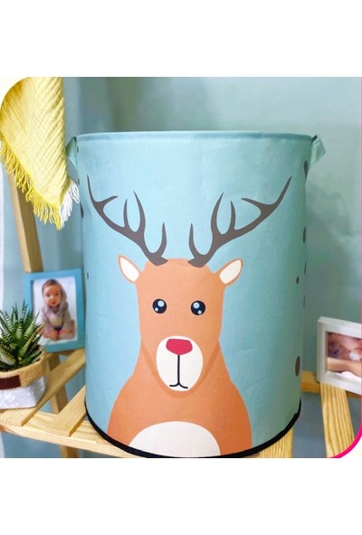 Prendi Home Geyik Baskılı Çok Amaçlı Sepet 37X40 cm Prendi Home Geyik Baskılı Çok Amaçlı Sepet 37X40 cm