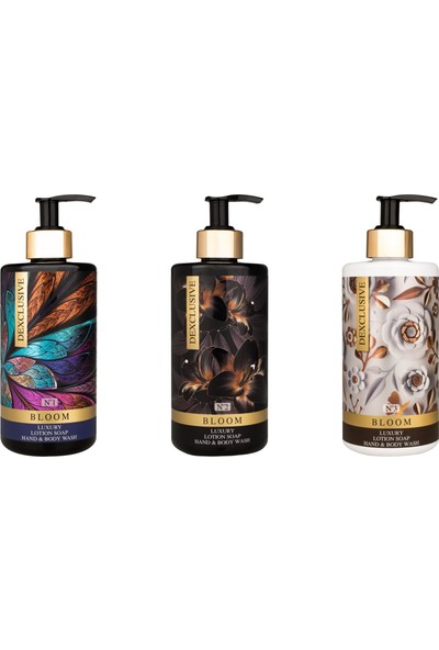 Dexclusive Luxury Banyo Konsepti Losyonlu Sıvı Sabun 400 Ml. - Bloom Series 3'lü Dexclusive Luxury Banyo Konsepti Losyonlu Sıvı Sabun 400 Ml. - Bloom Series 3'lü