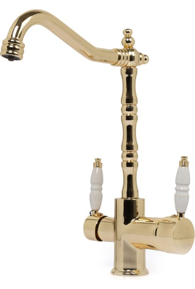 Faumix Gold Renkli Rustik Model 3 Yollu Mutfak Eviye Bataryası Faumix Gold Renkli Rustik Model 3 Yollu Mutfak Eviye Bataryası