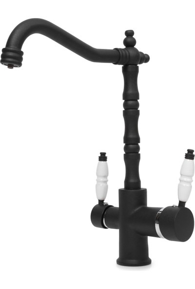 Faumix Siyah Rustik Model 3 Yollu Mutfak Eviye Bataryası