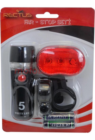 Motobisikletim Bisiklet Ön Arka Far + Stop Seti [pil Dahil] Rcts - 8000
