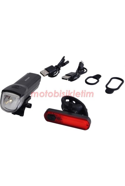 Motobisikletim Bisiklet Ön Arka Far + Stop Seti [usb Şarjlı] Rcts - 5607