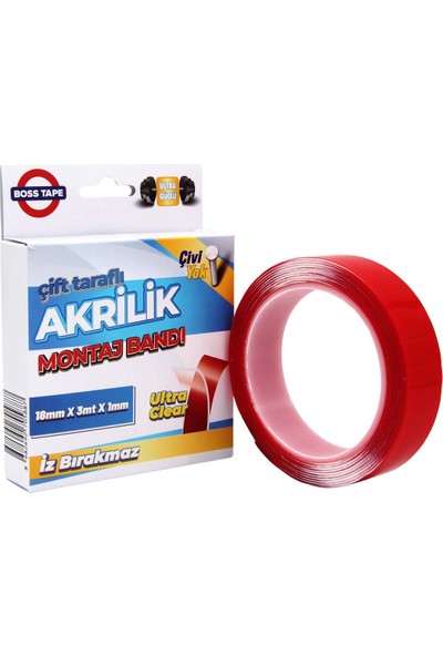 Şeffaf Çift Taraflı Akrilik Montaj Bandı- 18MMX3MT
