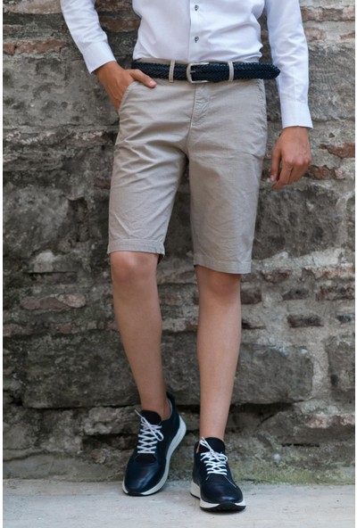 Akçaylar Gabardin Kumaş Bitik Desenli Pamuklu Regular Fit Chino Yan Cep Erkek Şort