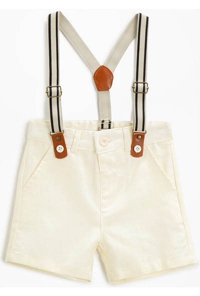 Koton Keten Karışımlı Askılı Şort Cepli