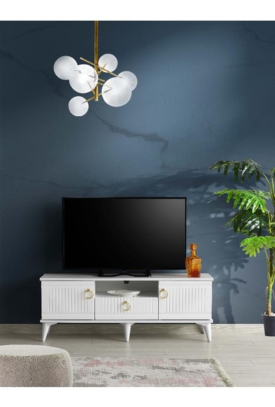 Mapa 130 cm Mdf Mebran Kapak Tv Sehpası Beyaz Mapa 130 cm Mdf Mebran Kapak Tv Sehpası Beyaz