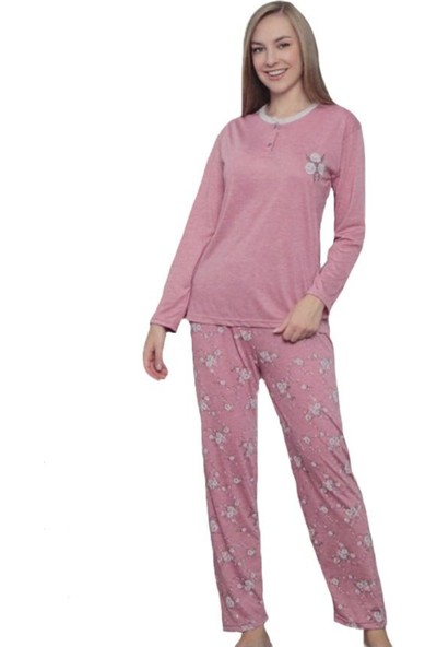 Işılay Penye Viskon Uzun Kol Bayan Pijama Takım 4011