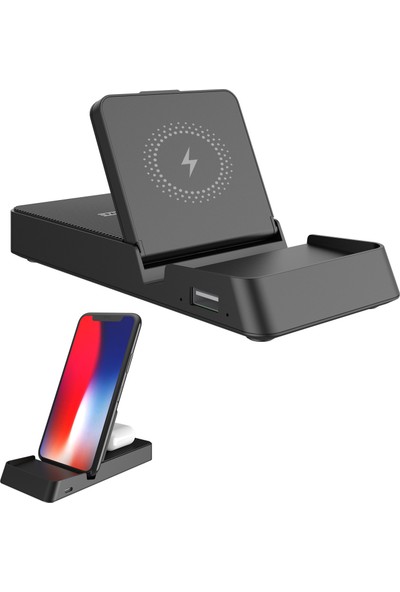 Huahai 3'ü Hızlı Kablosuz Şarj Cihazı - Siyah (Yurt Dışından)