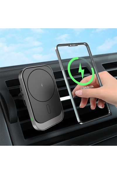 Huahai CW19 Manyetik Qi Kablosuz Şarj Cihazı Hızlı Şarj - Siyah (Yurt Dışından)