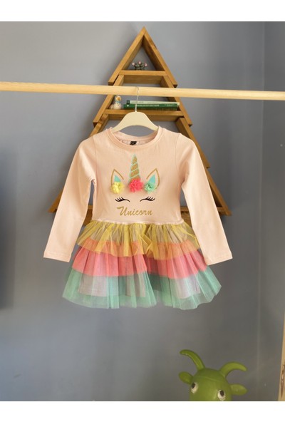 Forever Up Baby Kids Uzun Kollu Tütülü Kız Çocuk Elbise