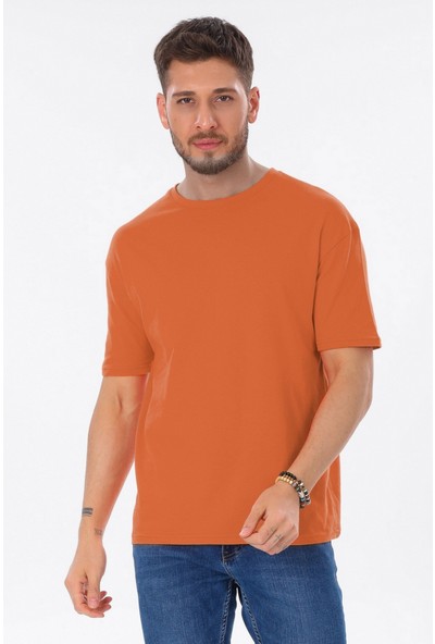 Bessa Rahat Kalıp Bisiklet Yaka Unisex Soft Turuncu Tişört Bessa Rahat Kalıp Bisiklet Yaka Unisex Soft Turuncu Tişört