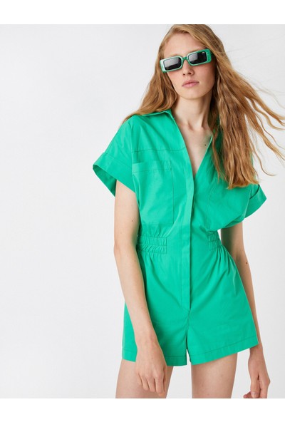 Koton Şort Tulum Kısa Kollu Cepli Pamuklu