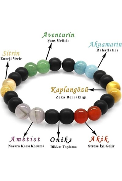 NehirTaş Ametist Sitrin Aventurin Akuamarin Akik Oniks Çakra Bileklik NehirTaş Ametist Sitrin Aventurin Akuamarin Akik Oniks Çakra Bileklik