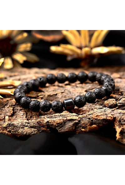 Padore Accessory Unisex - Lav Doğal Taşlı < Hematit > Elegant Bileklik