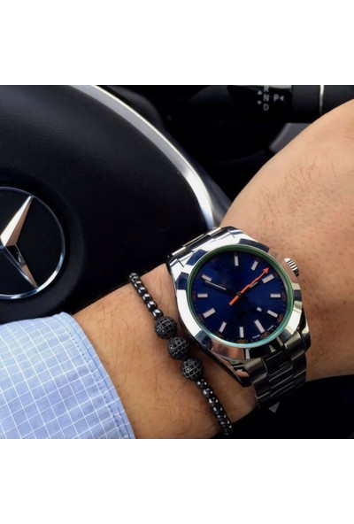 Padore Accessory Erkek - Elegant Zirkonyum-Hematit Doğal Taş Bileklik | Handmade