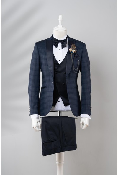 Torres Kombinli Bitik Kareli Smokin Takım Elbise