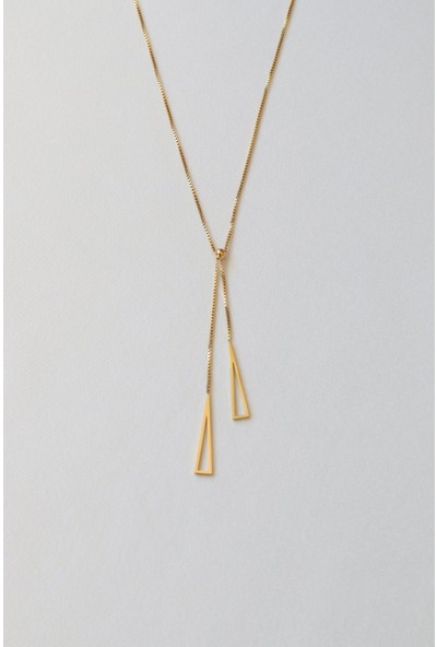 Qupa Store Üçgen Model Gold Çelik Kolye