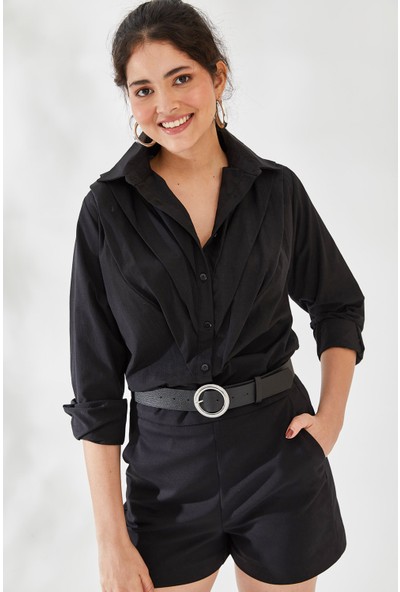 Oshebu Kadın Önü Pensli Poplin Gömlek Oshebu Kadın Önü Pensli Poplin Gömlek