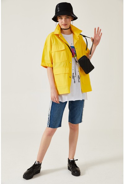 Oshebu Kadın Çok Cepli Oversize Gömlek