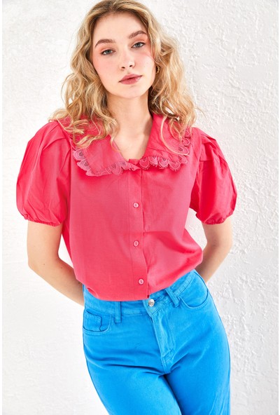 Oshebu Kısa Kollu Bebe Yaka Gömlek