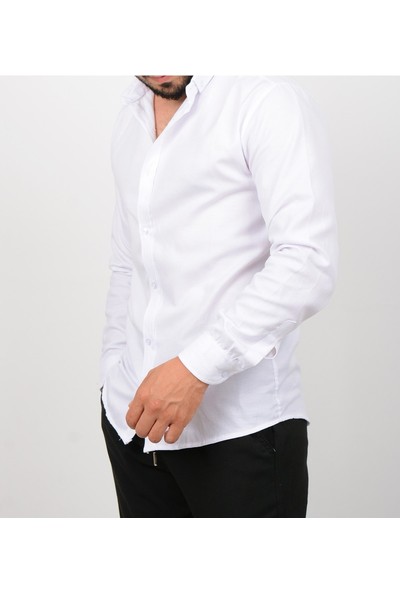 Casual Suit Erkek Beyaz Oxford Düğmeli Yaka Gömlek