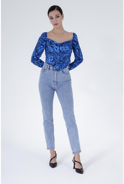 CZ London Kadın Bluz Degaje Yaka Uzun Kollu CZ London Kadın Bluz Degaje Yaka Uzun Kollu