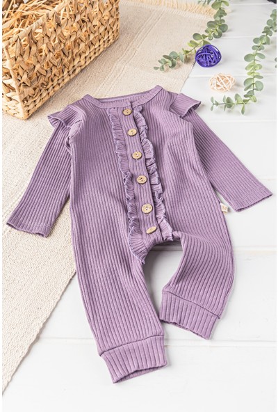 Babymod Önden Düğmeli Fırfırlı Kız Bebek Tulum