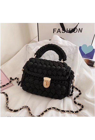 Qiruich El Örgüsü Kadın El Çantası - Siyah (Yurt Dışından)