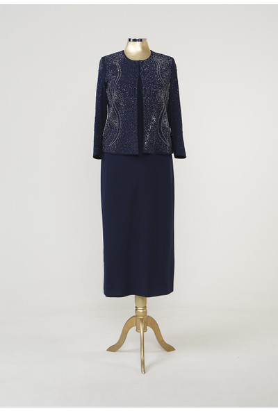 SETRMS Lacivert Büyük Beden Işlemeli Abiye Takım 1013123 SETRMS Lacivert Büyük Beden Işlemeli Abiye Takım 1013123