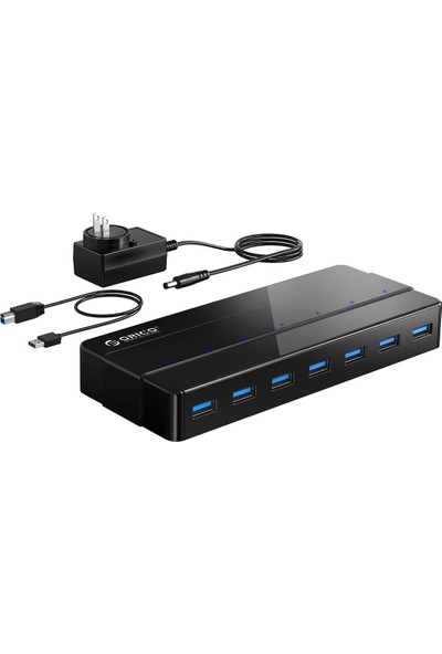 Orico 7 Portlu Usb3.0 Superspeed 12V Güç Adaptörlü Çoklayıcı Hub, Siyah, 100 Cm, H7928-U3-V1 Orico 7 Portlu Usb3.0 Superspeed 12V Güç Adaptörlü Çoklayıcı Hub, Siyah, 100 Cm, H7928-U3-V1