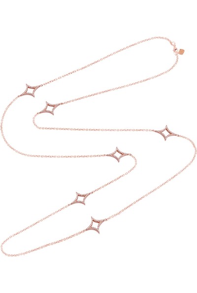 Zirkon Taşlı Çift Taraflı Geometrik Şekilli Taşlı Rose Altın Kaplama Gümüş Kolye Zirkon Taşlı Çift Taraflı Geometrik Şekilli Taşlı Rose Altın Kaplama Gümüş Kolye