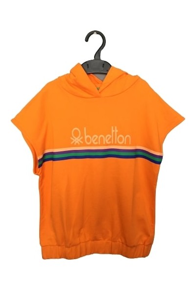 Benetton Kapüşonlu Kolsuz Turuncu Sweatshirt