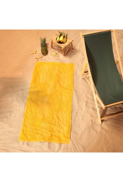 Sarah Anderson Pineapple Sarı Plaj Havlusu